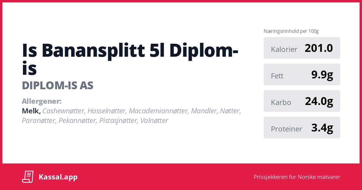 Is Banansplitt 5l Diplom-is - Kassalapp®