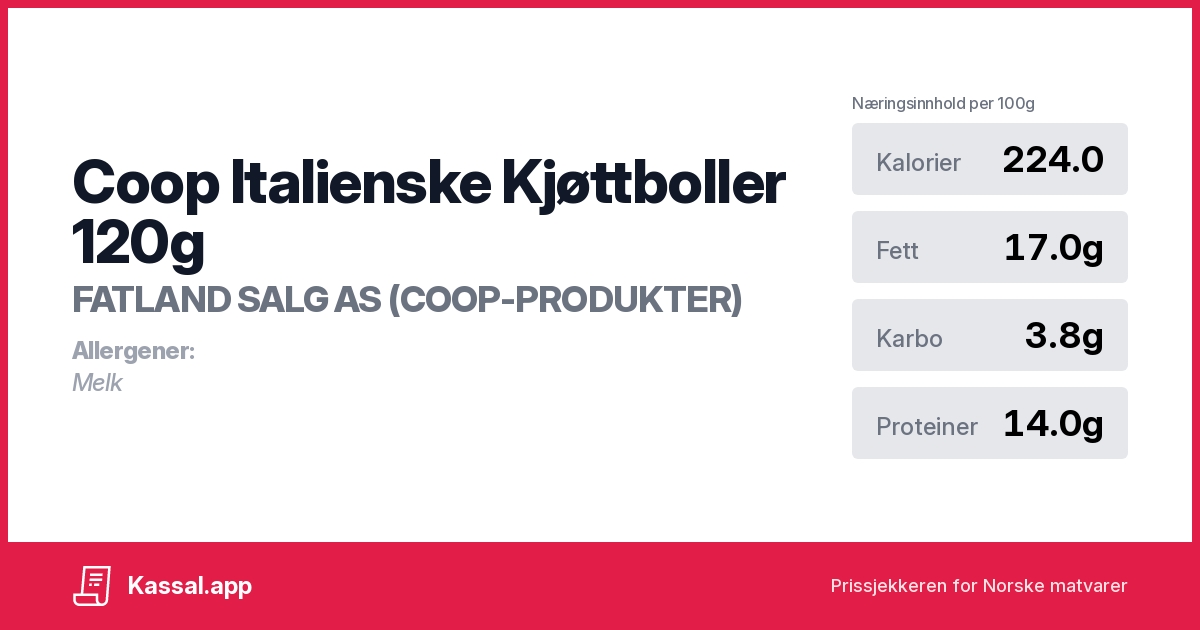 Coop Italienske Kjøttboller 120g - Kassalapp®