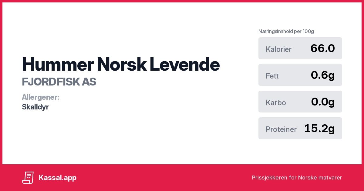 Hummer Norsk Levende - Kassalapp®
