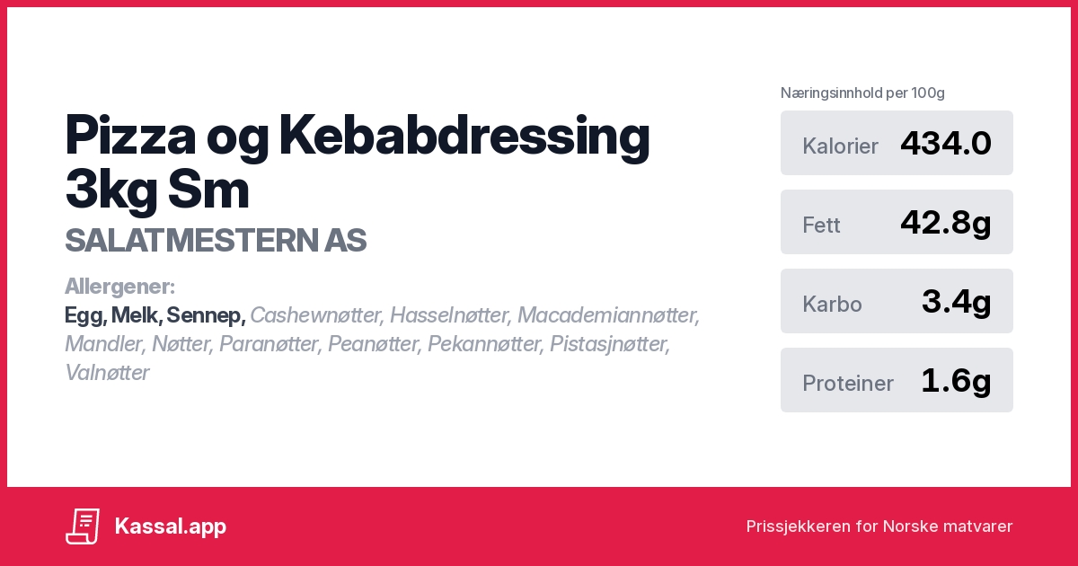 Pizza og Kebabdressing 3kg Sm - Kassalapp®
