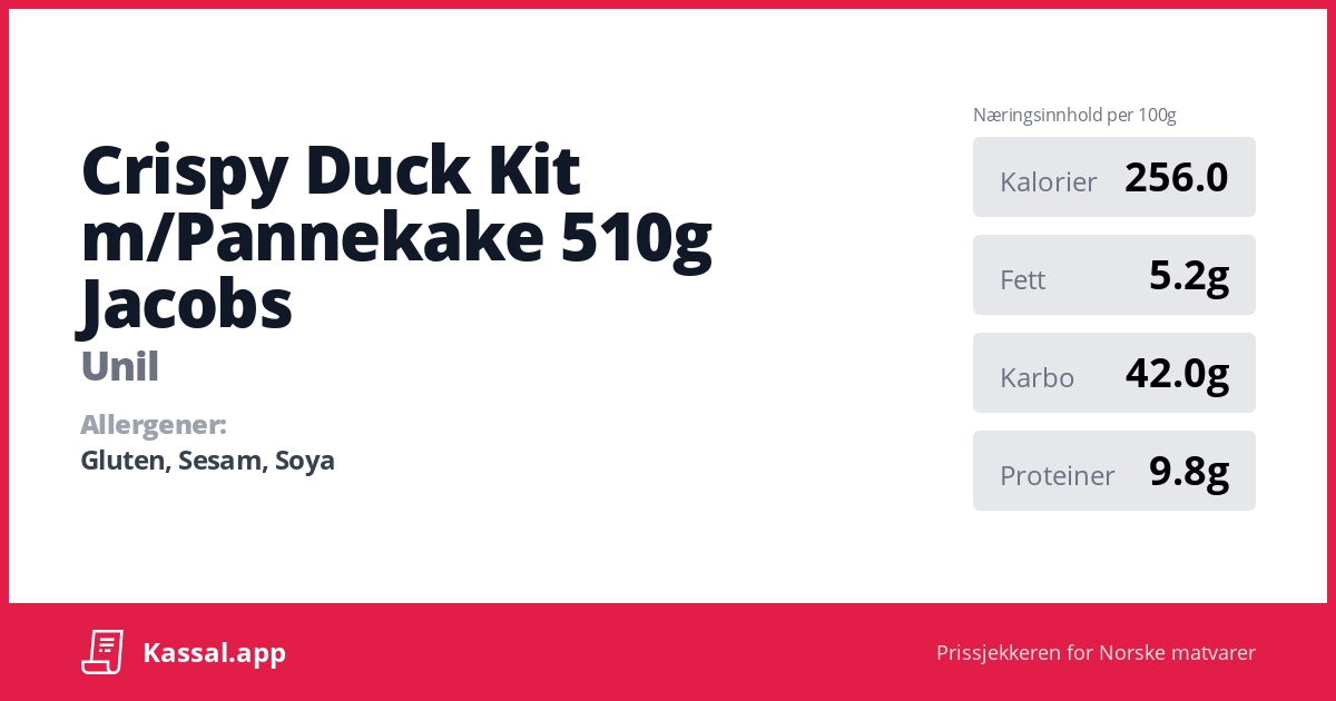 Crispy Duck Kit m/Pannekake 510g Jacobs - Kassalapp®