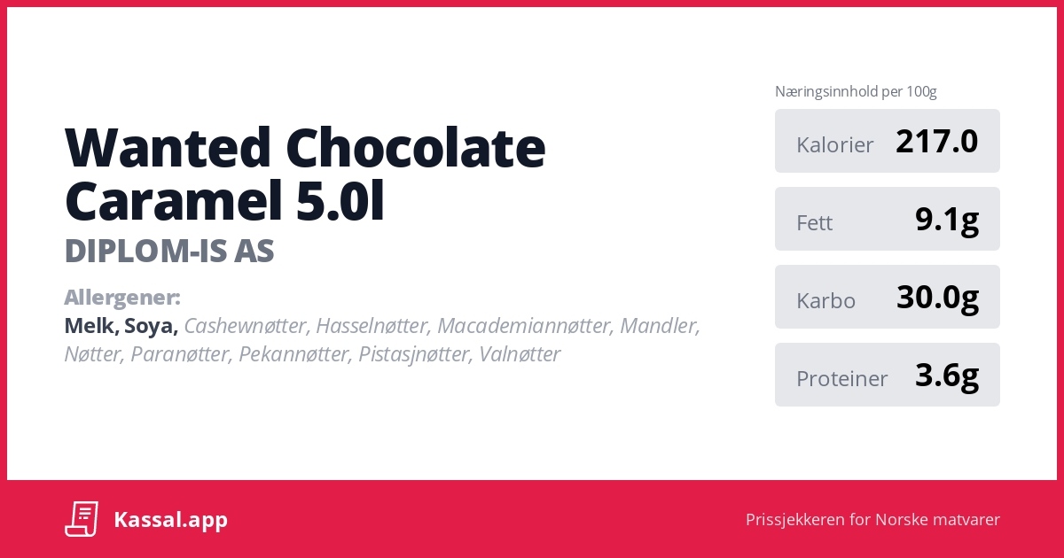 Wanted Chocolate Caramel 5.0l - Kassalapp®