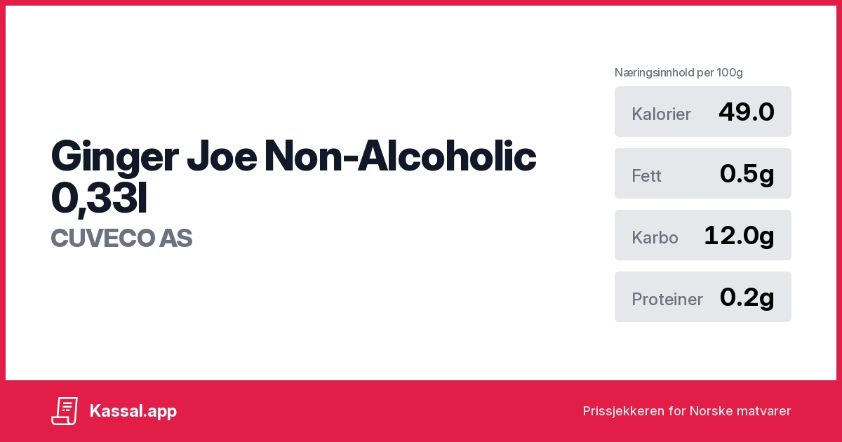 Ginger Joe Non-Alcoholic 0,33l - Kassalapp®