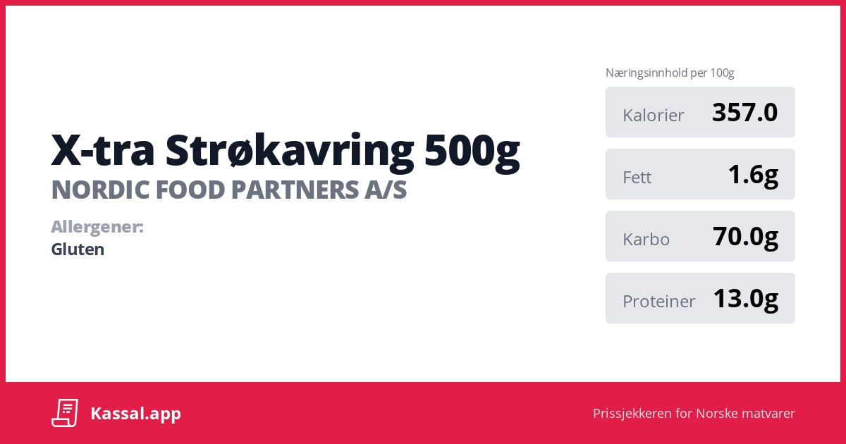 X-tra Strøkavring 500g - Kassalapp®