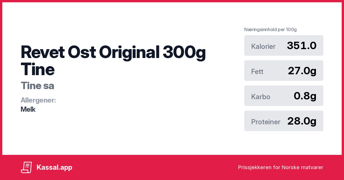 Revet Ost Original 300g Tine - Kassalapp®
