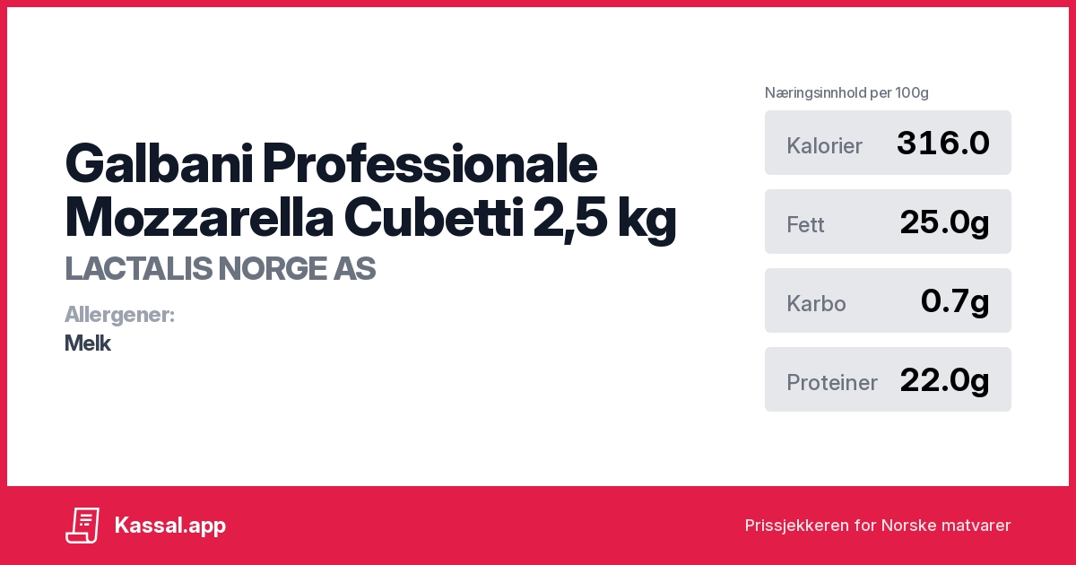 Galbani Professionale Mozzarella Cubetti 2,5 kg - Kassalapp®
