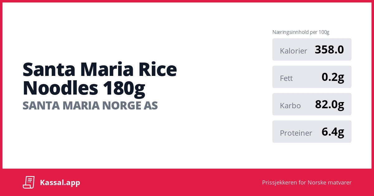 Santa Maria Rice Noodles 180g - Kassalapp®
