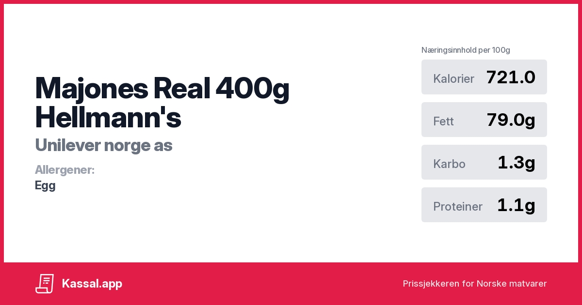 Majones Real 400g Hellmann's - Kassalapp®