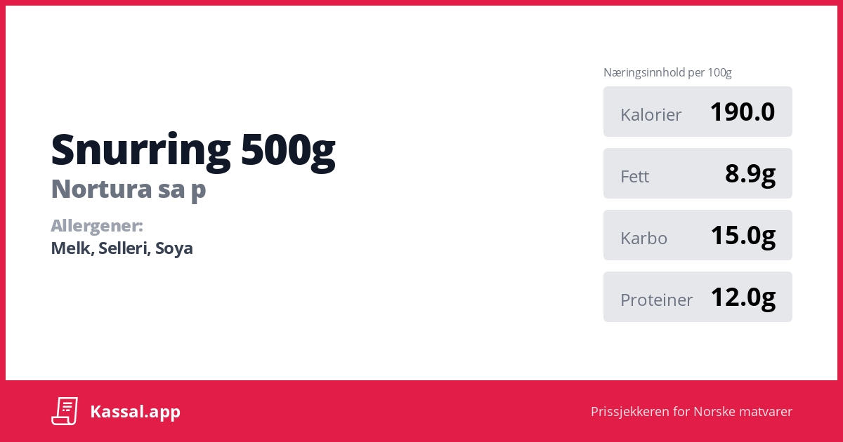 Snurring 500g - Kassalapp®