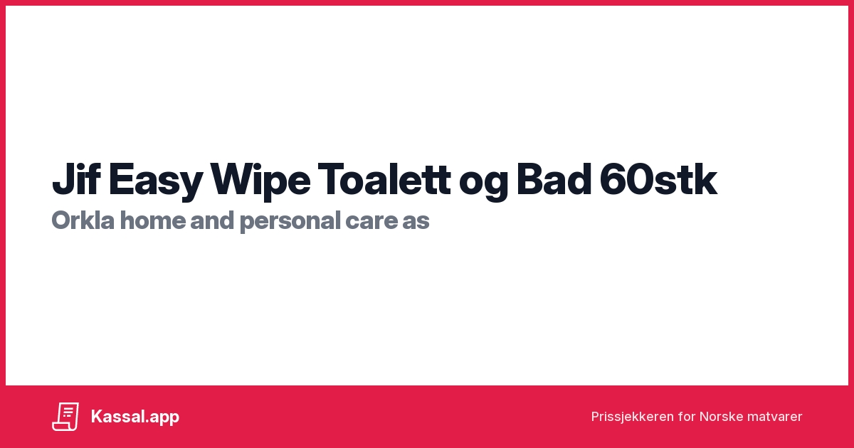Jif Easy Wipe Toalett og Bad 60stk - Kassalapp®