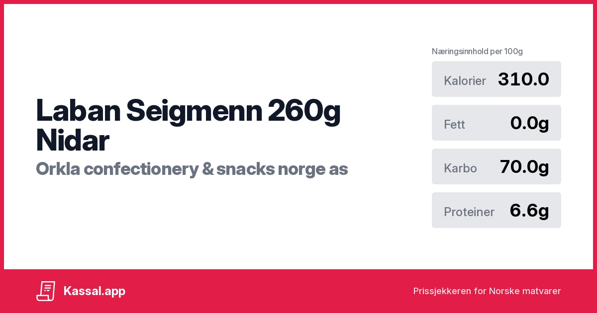 Laban Seigmenn 260g Nidar - Kassalapp®
