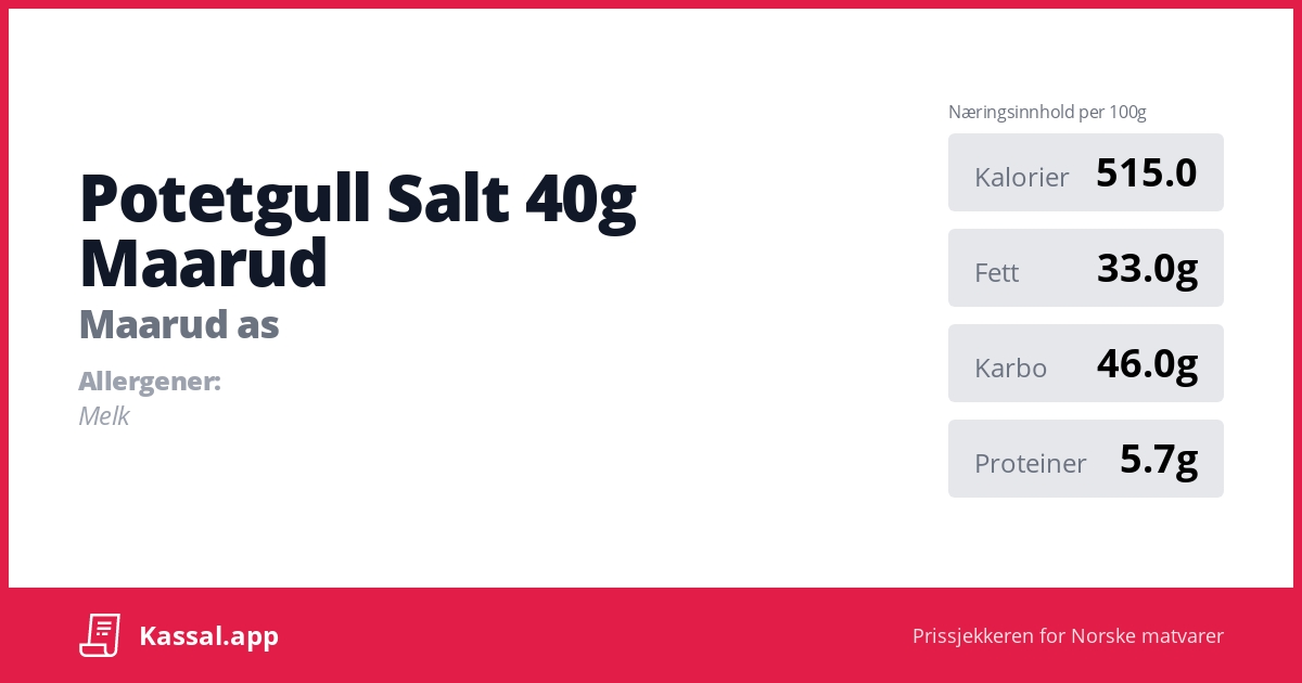 Potetgull Salt 40g Maarud - Kassalapp®
