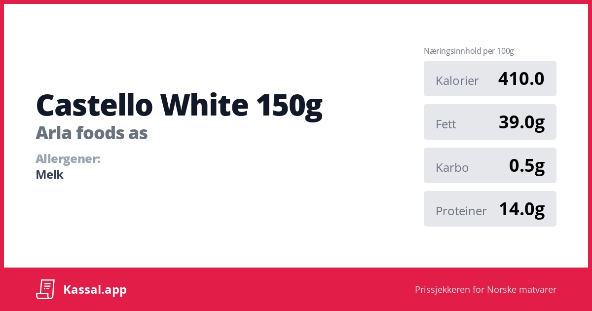 Castello White 150g - Kassalapp®