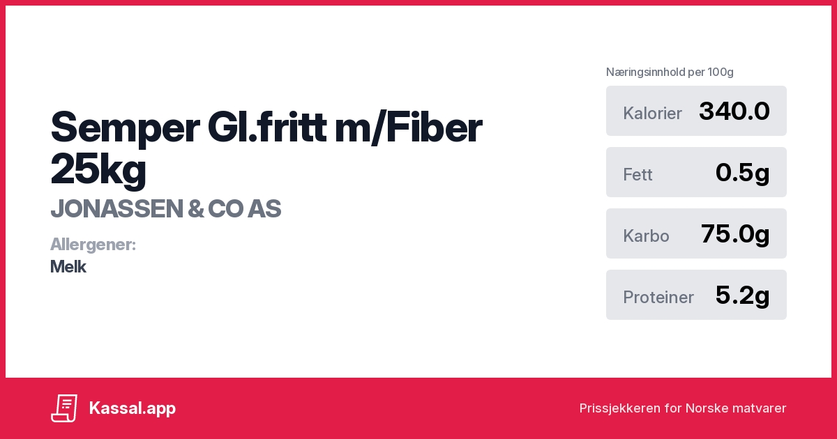 Semper Gl.fritt m/Fiber 25kg - Kassalapp®
