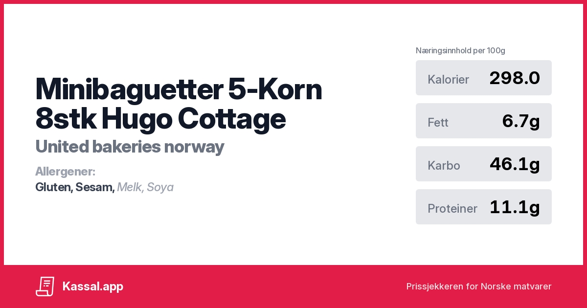 Minibaguetter 5-Korn 8stk Hugo Cottage - Kassalapp®