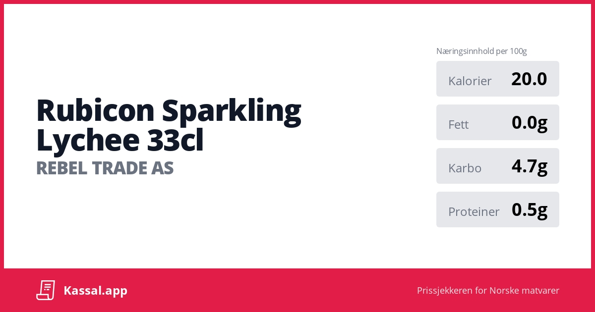 Rubicon Sparkling Lychee 33cl - Kassalapp®