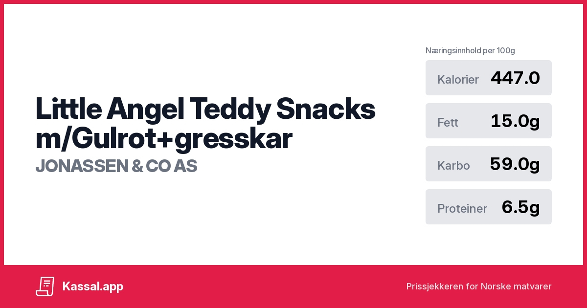 Little Angel Teddy Snacks m/Gulrot+gresskar - Kassalapp®