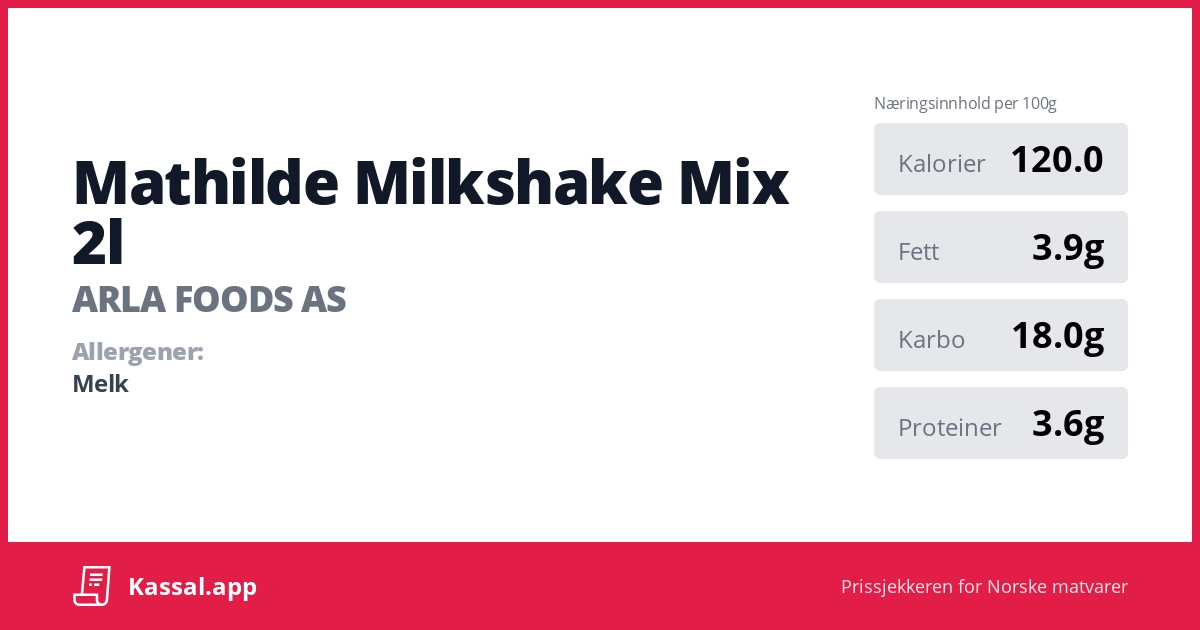Mathilde Milkshake Mix 2l - Kassalapp®