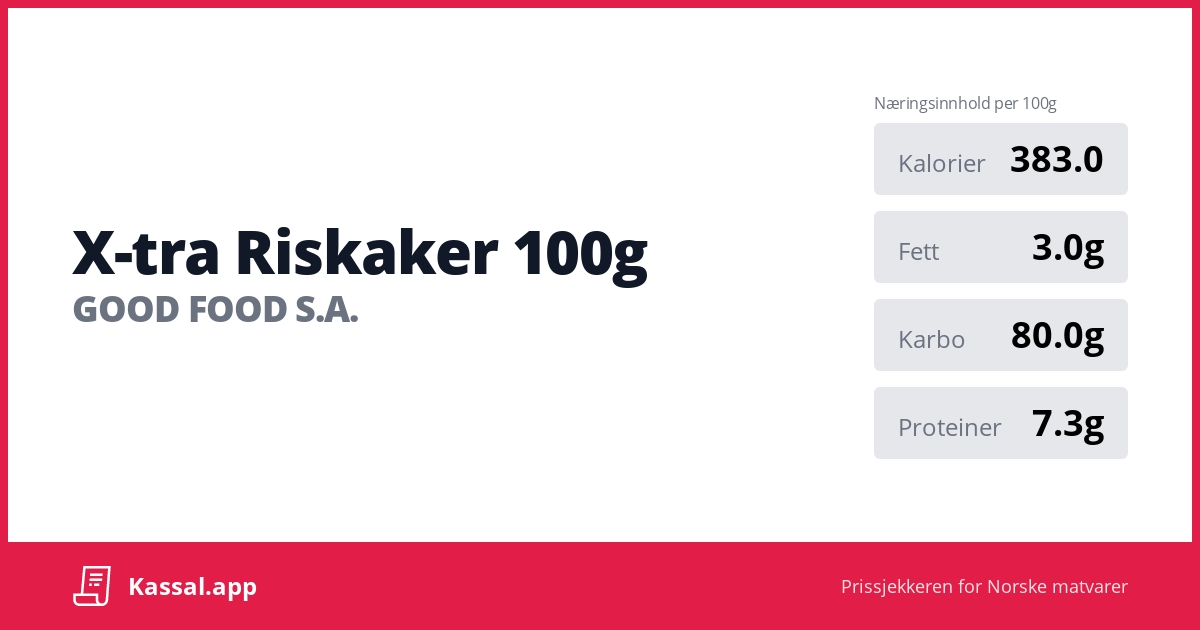 X-tra Riskaker 100g - Kassalapp®