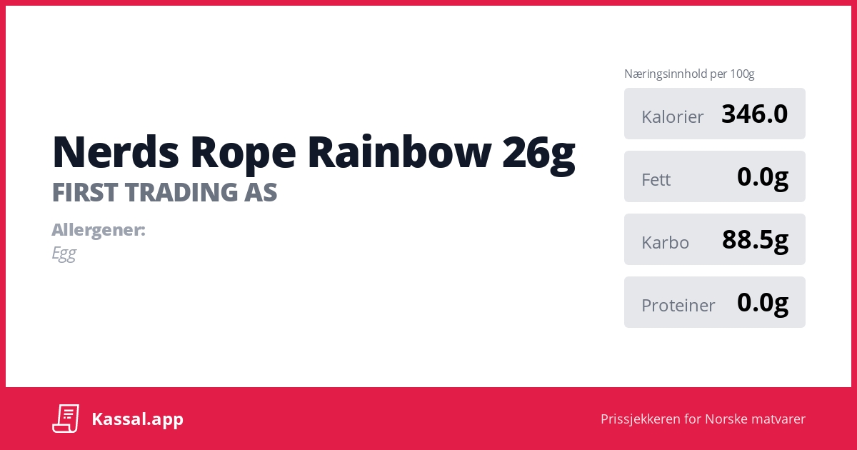Nerds Rope Rainbow 26g - Kassalapp®