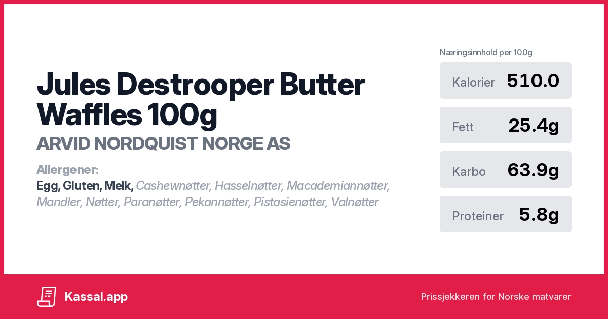 Jules Destrooper Butter Waffles 100g - Kassalapp®