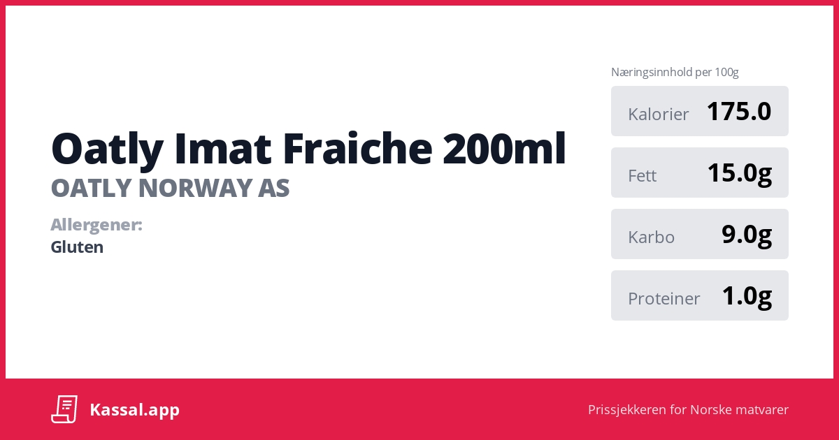 Oatly Imat Fraiche 200ml - Kassalapp®