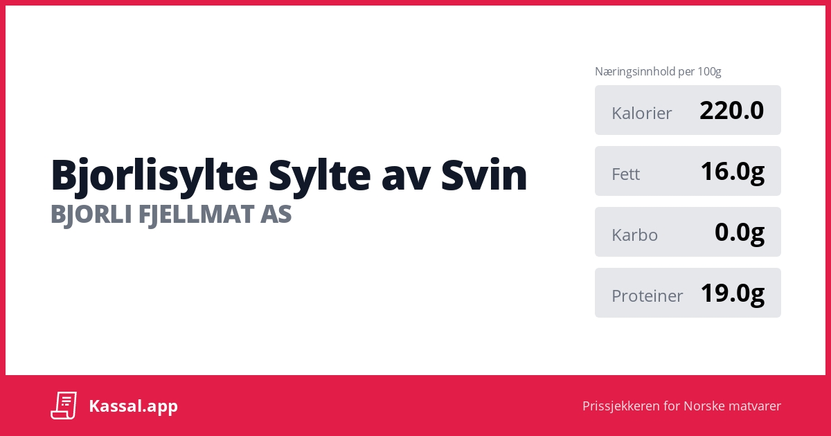 Bjorlisylte Sylte av Svin - Kassalapp®