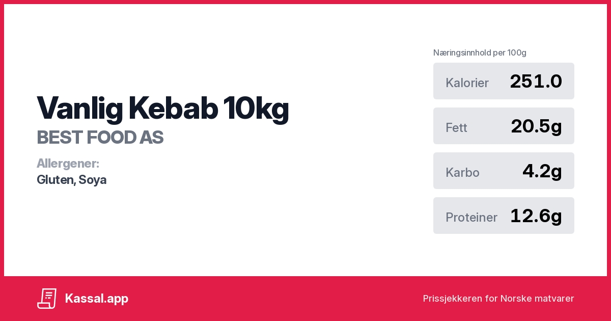 Vanlig Kebab 10kg - Kassalapp®