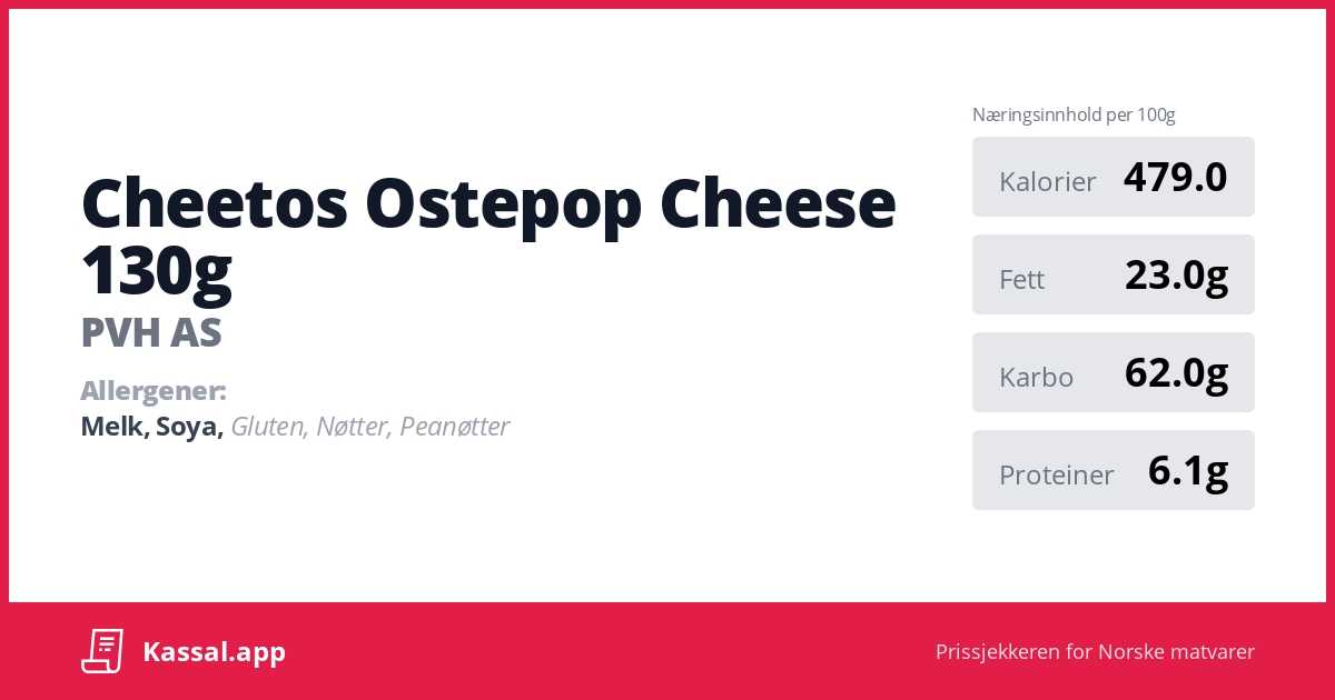 Cheetos Ostepop Cheese 130g - Kassalapp®