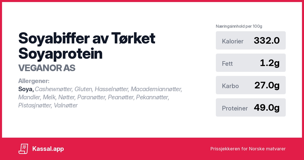 Soyabiffer av Tørket Soyaprotein - Kassalapp®