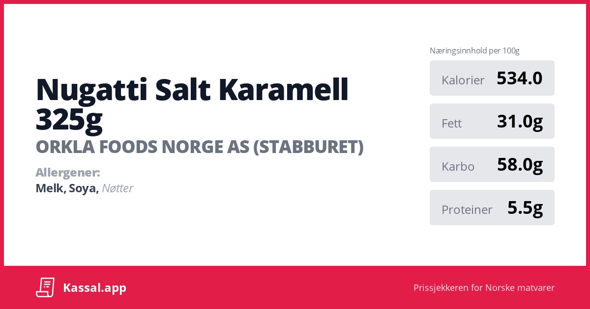 Nugatti Salt Karamell 325g - Kassalapp®