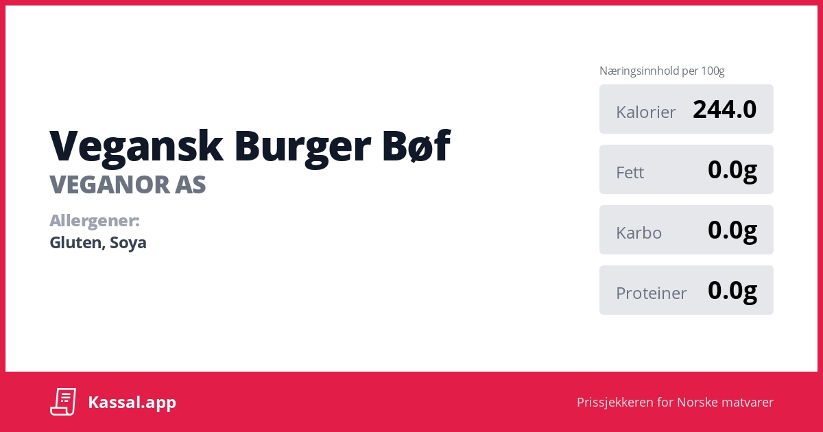 Vegansk Burger Bøf - Kassalapp®
