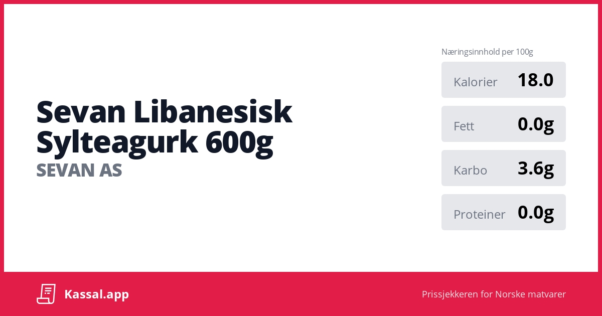 Sevan Libanesisk Sylteagurk 600g - Kassalapp®