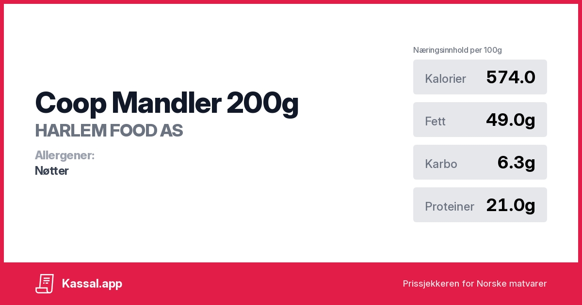 Coop Mandler 200g - Kassalapp®