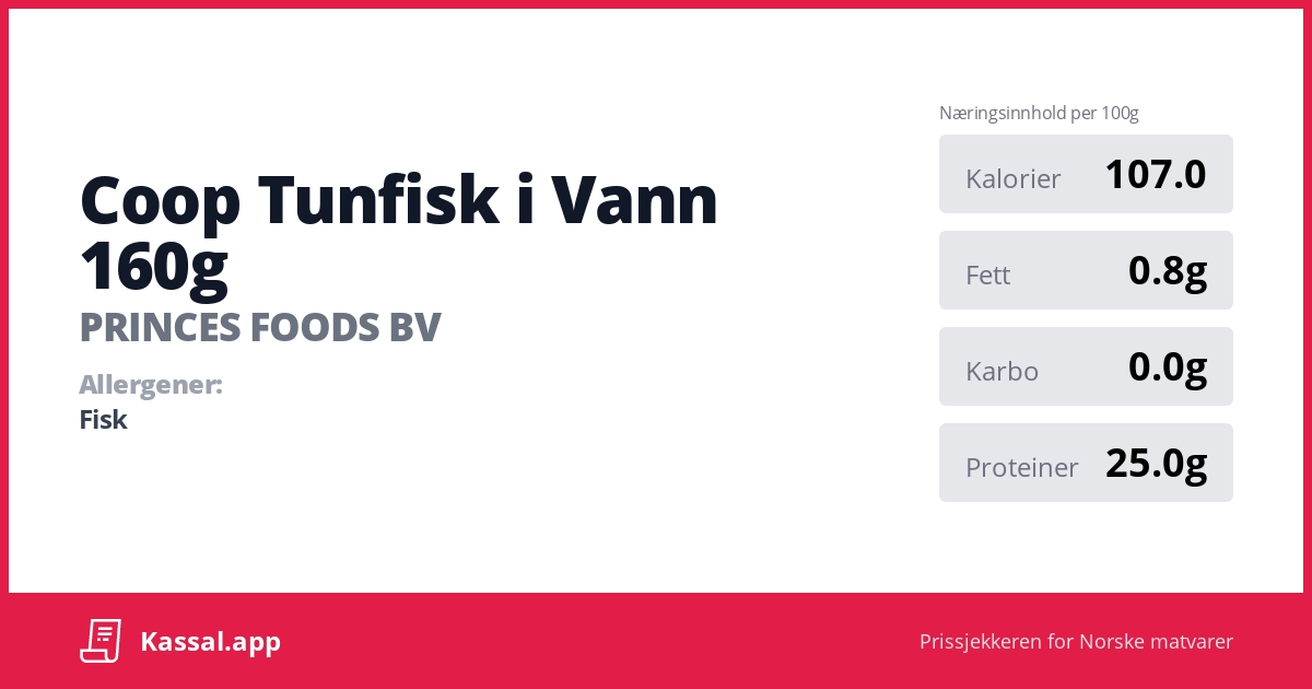 Coop Tunfisk i Vann 160g - Kassalapp®