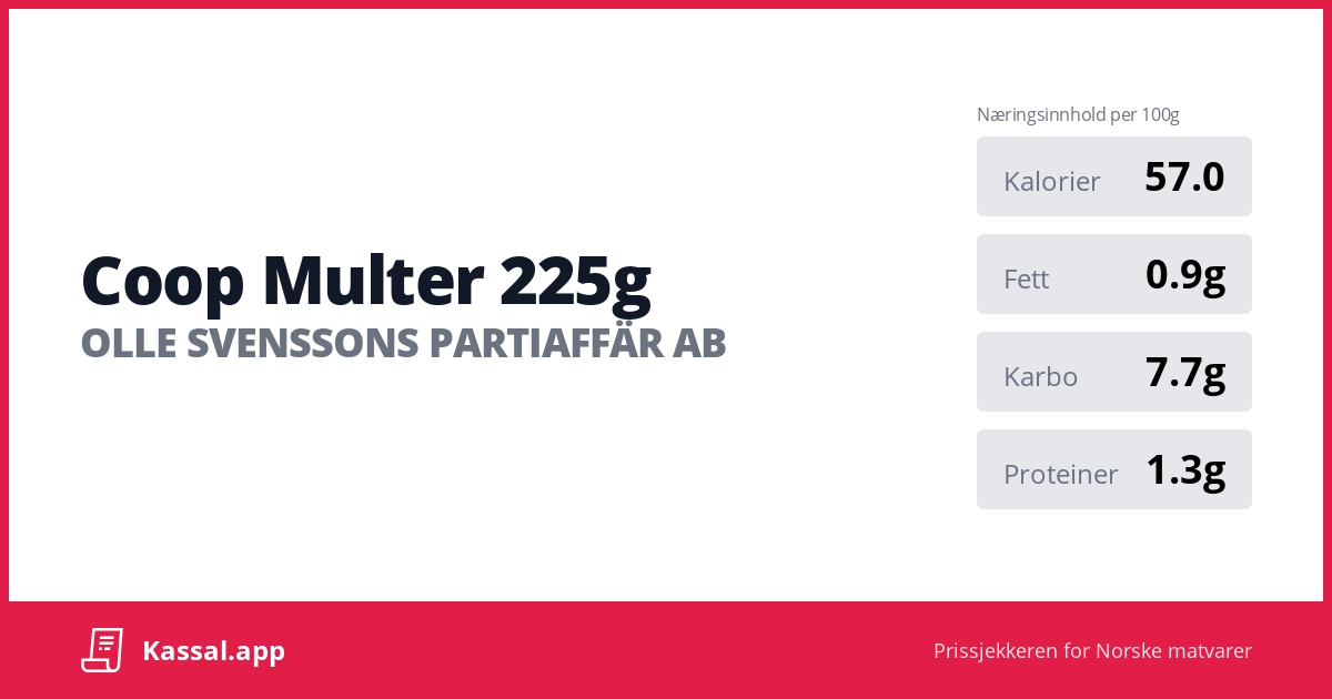 Coop Multer 225g - Kassalapp®