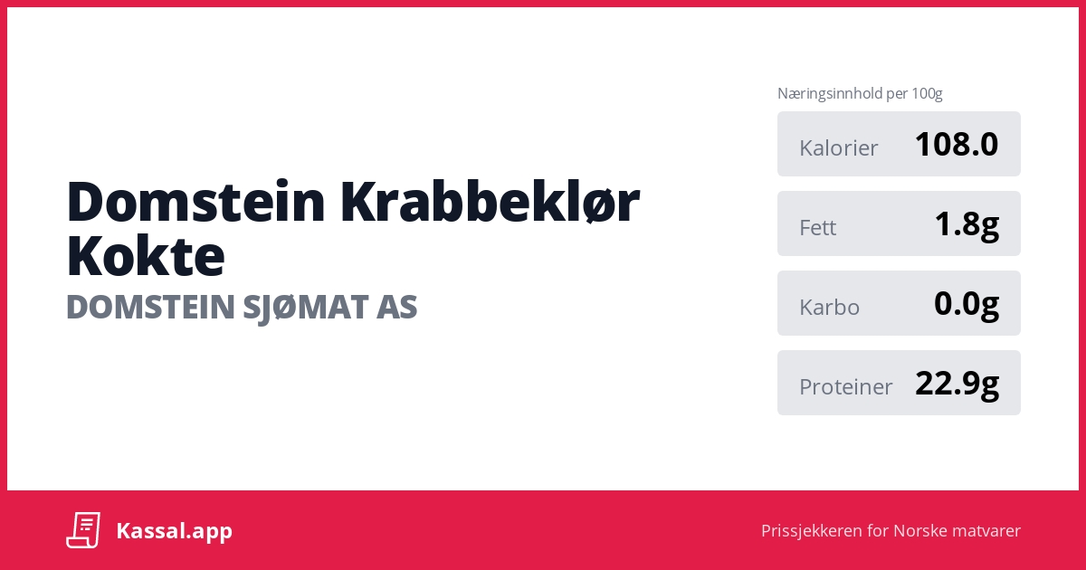 Domstein Krabbeklør Kokte - Kassalapp®