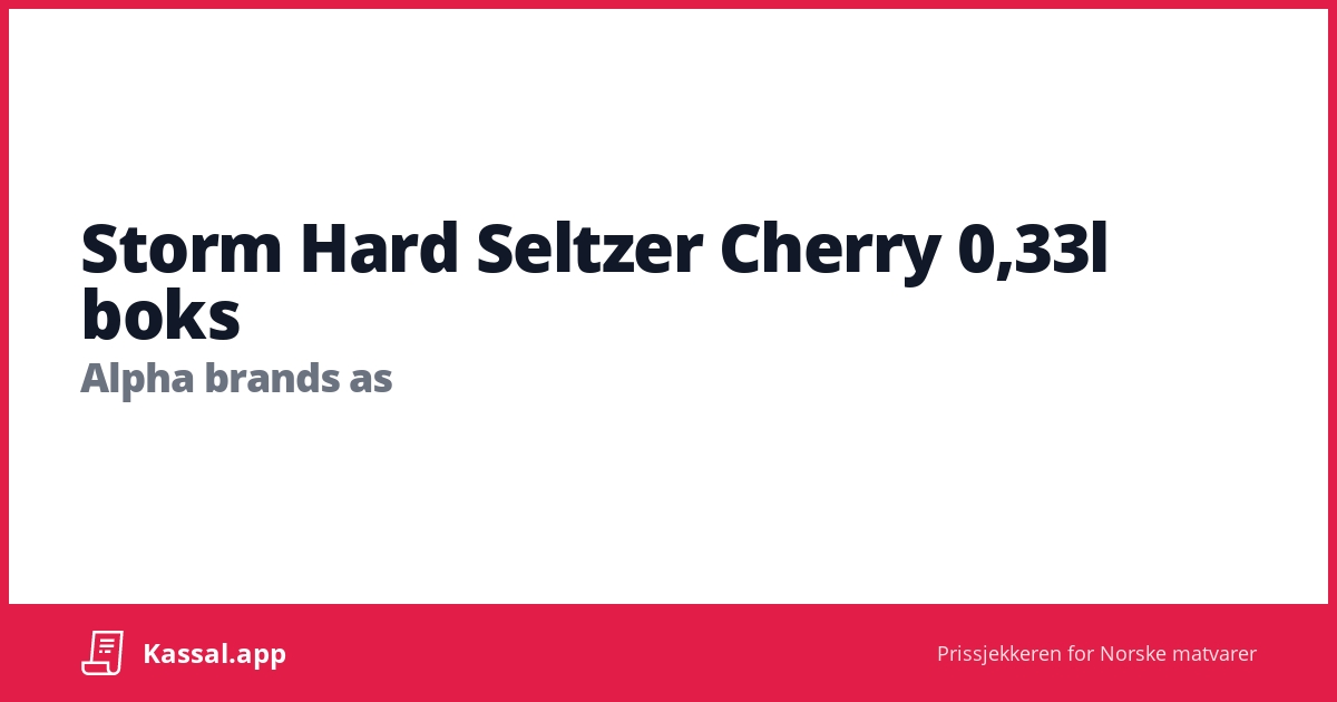 Storm Hard Seltzer Cherry 0,33l boks - Kassalapp®