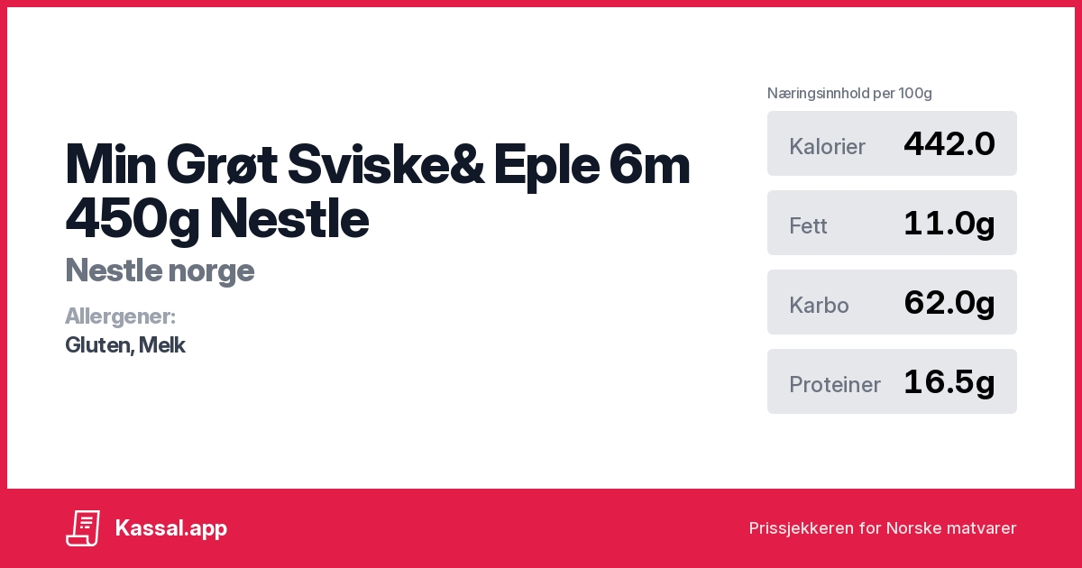 Min Grøt Sviske& Eple 6m 450g Nestle - Kassalapp®