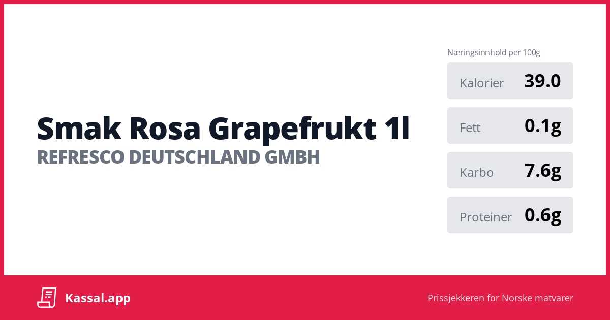 Smak Rosa Grapefrukt 1l - Kassalapp®