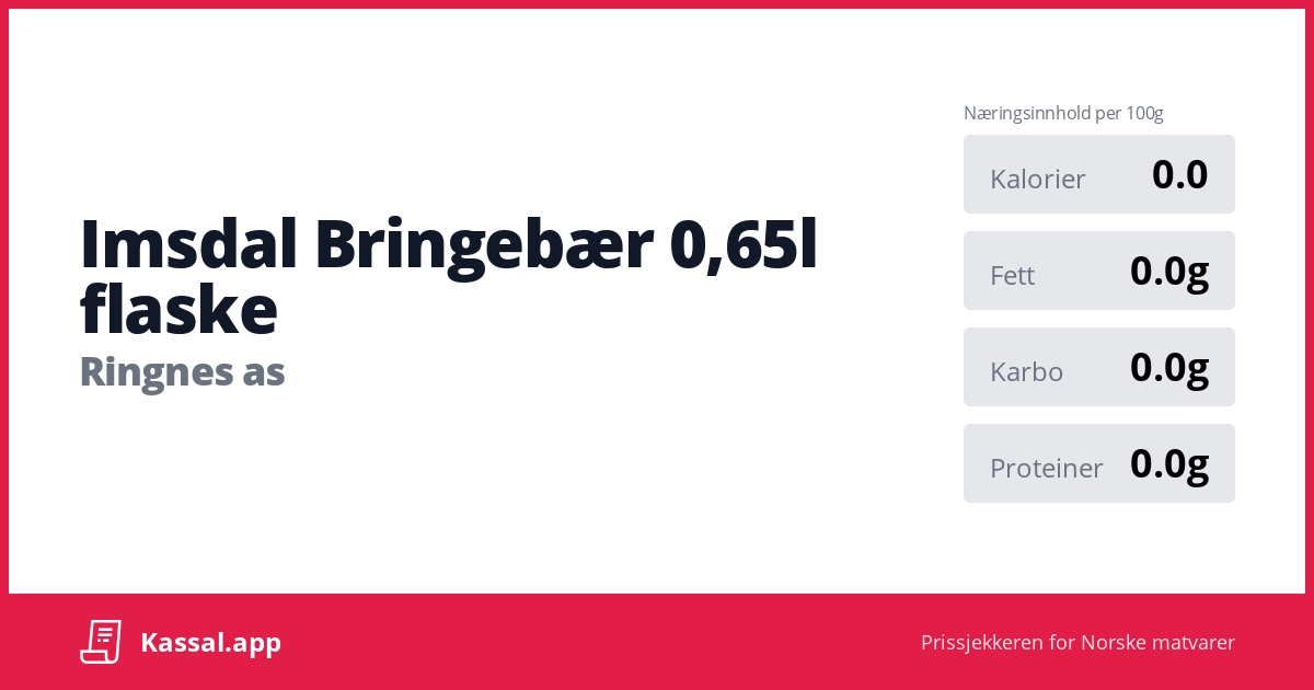 Imsdal Bringebær 0,65l flaske - Kassalapp®