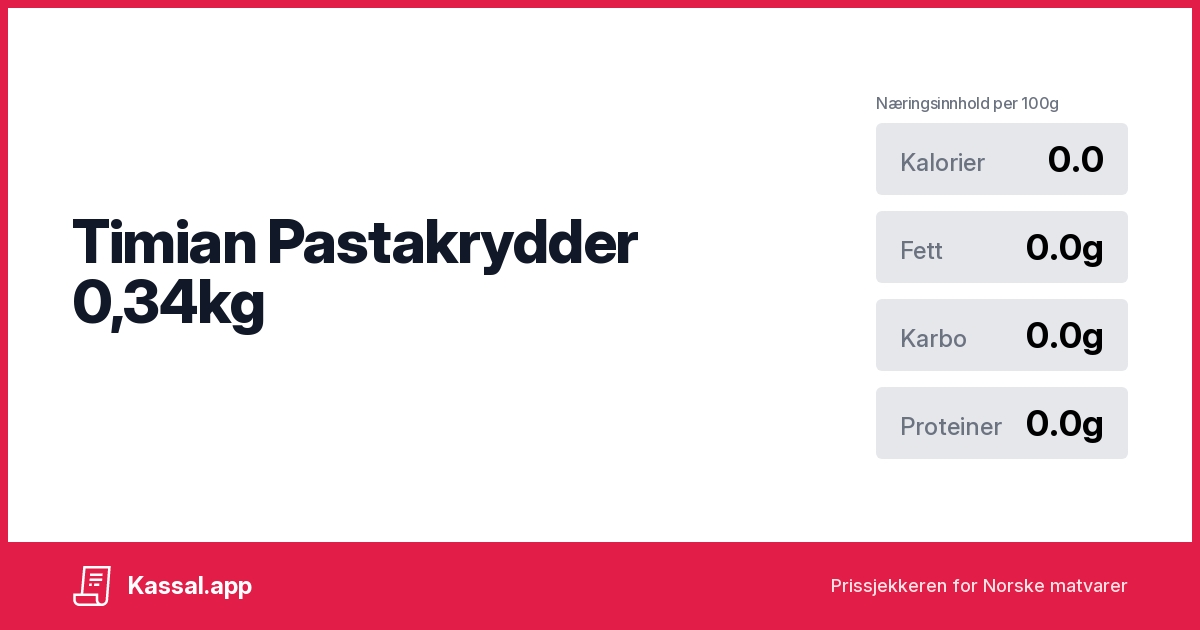 Timian Pastakrydder 0,34kg - Kassalapp®