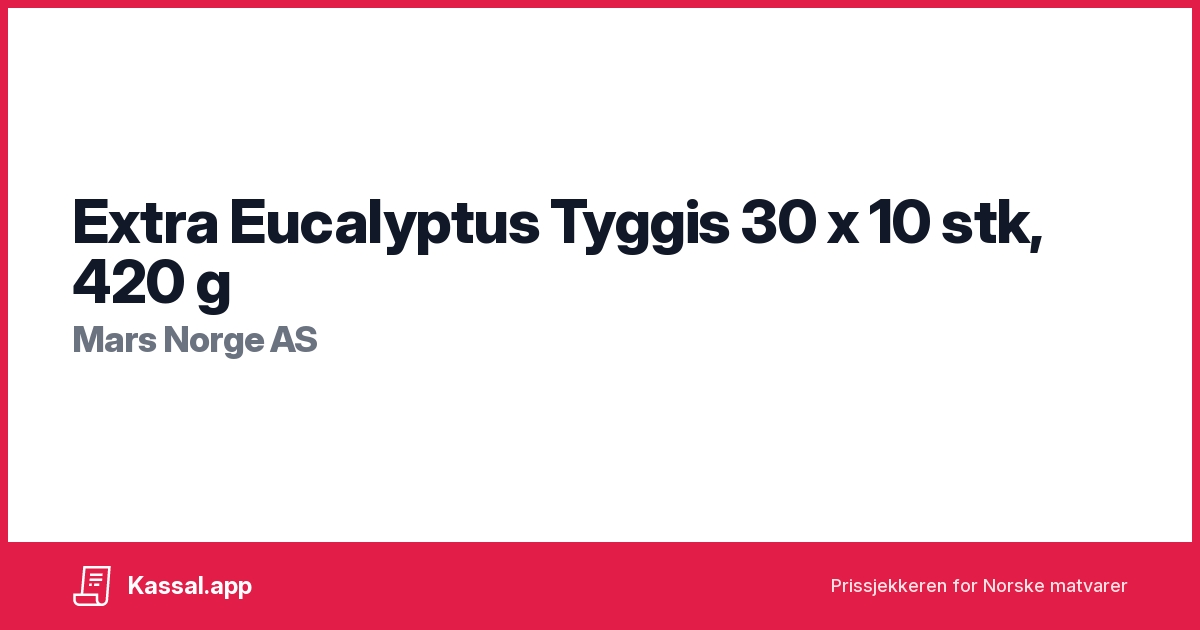Extra Eucalyptus Tyggis 30 x 10 stk, 420 g - Kassalapp®