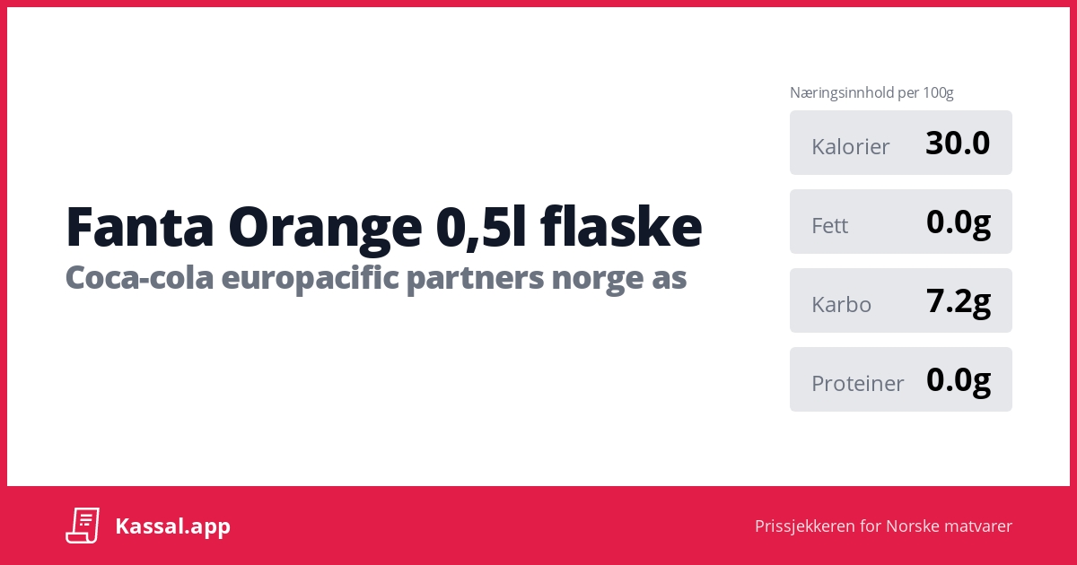 Fanta Orange 0,5l flaske - Kassalapp®