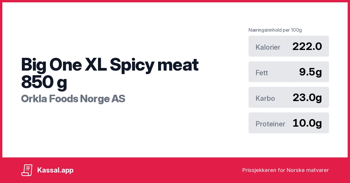 Big One XL Spicy meat 850 g - Kassalapp®