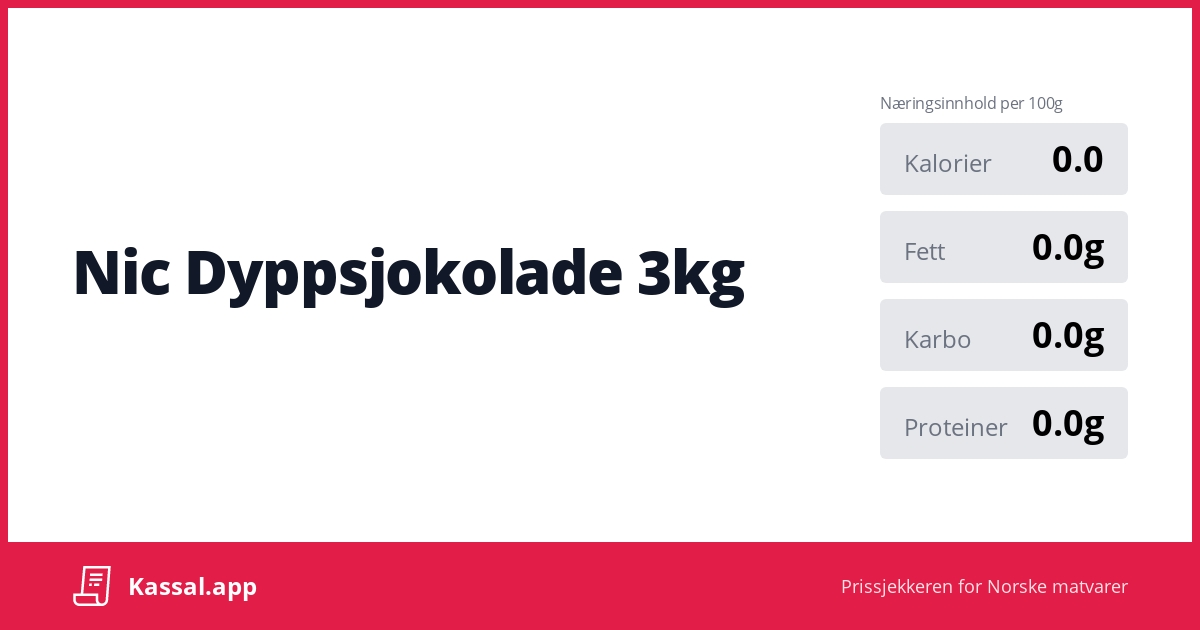 Nic Dyppsjokolade 3kg - Kassalapp®