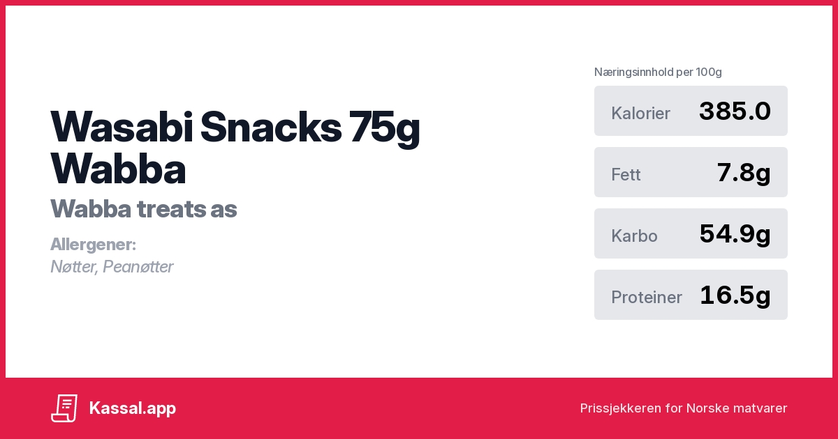 Wasabi Snacks 75g Wabba - Kassalapp®
