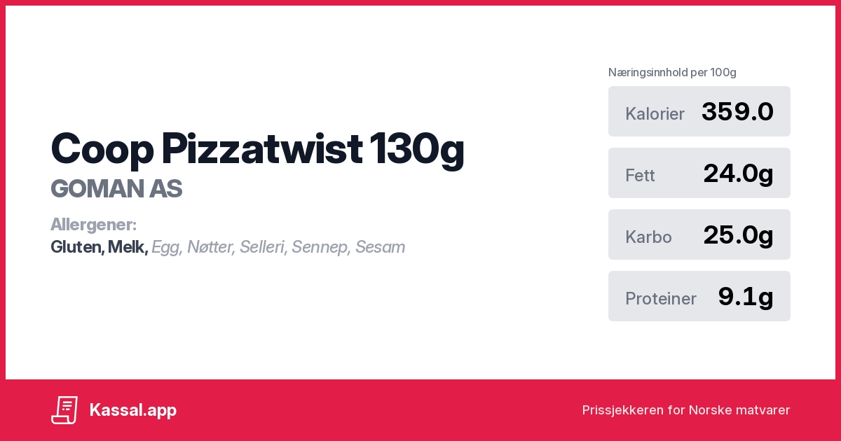 Coop Pizzatwist 130g - Kassalapp®