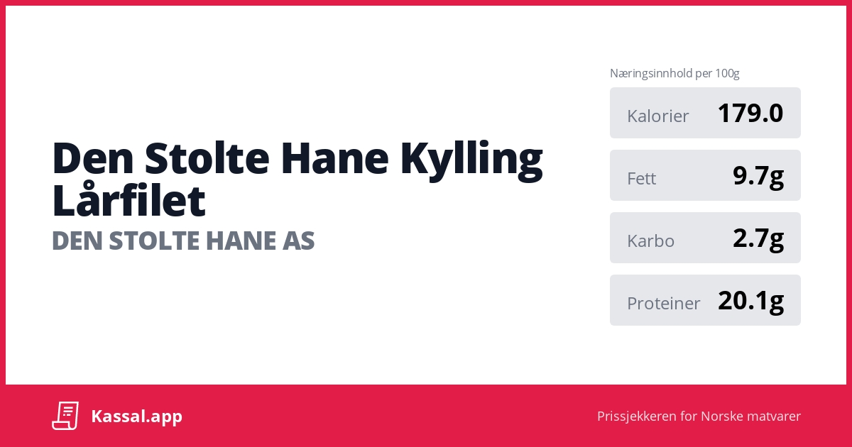 Den Stolte Hane Kylling Lårfilet - Kassalapp®