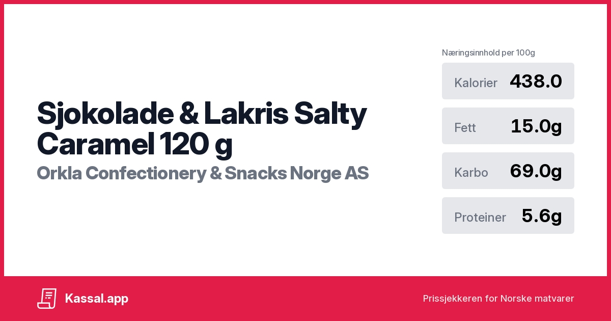 Sjokolade & Lakris Salty Caramel 120 g - Kassalapp®